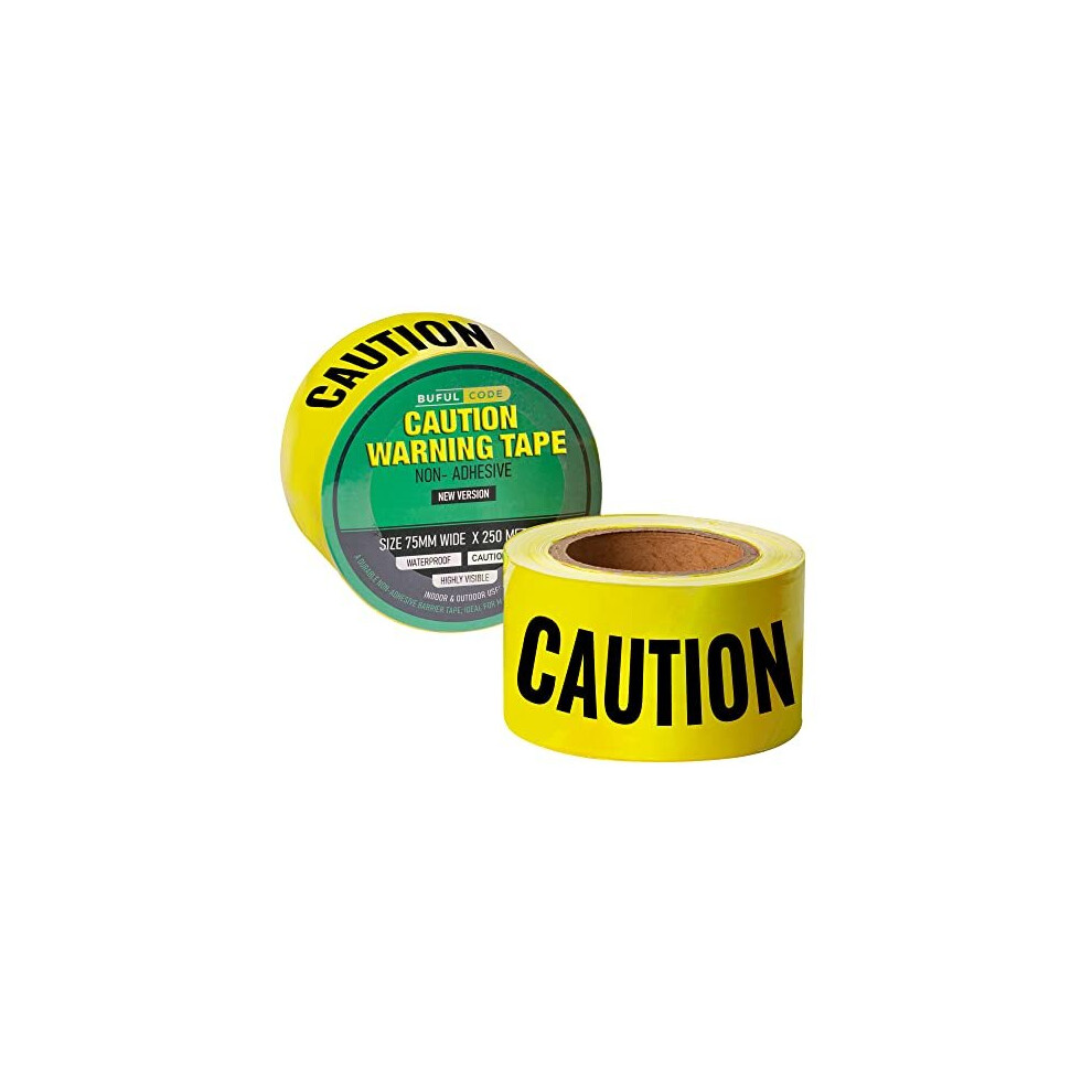 BufulCode Caution Tape Non-Adhesive (250m x 75mm) - Hazard Tape Plastic Barrier Fencing - Danger ...