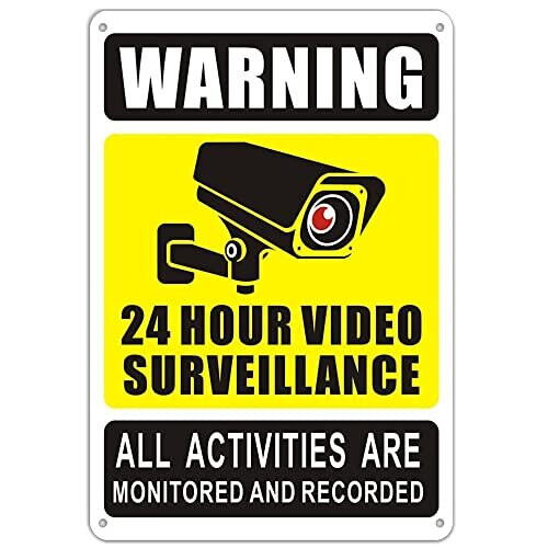 Ammoi Surveillance Warning Sign Safety Sign Aluminum Video Surveillance ...