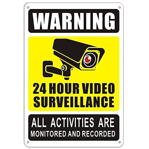 Ammoi Surveillance Warning Sign Safety Sign Aluminum Video Surveillance ...
