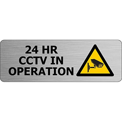 24 HR CCTV In Operation Camera Recording Brushed Silver Metal Wall Door ...