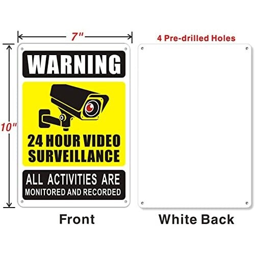 Ammoi Surveillance Warning Sign Safety Sign Aluminum Video Surveillance ...