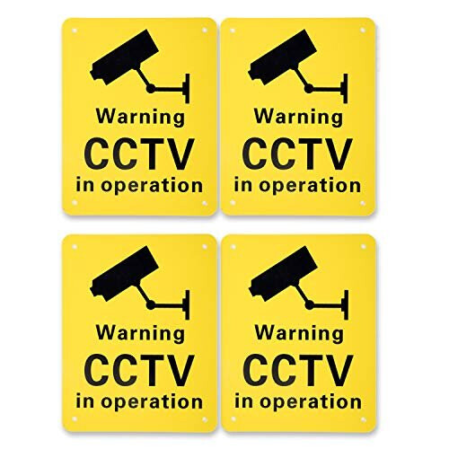 4 Pack Pre-Drilled CCTV Warning Signs CCTV in Operation Signs, Plastic ...