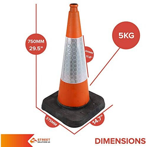 5 x 750mm Traffic Cones in Orange for Indoor and Outdoor Usage - Large ...