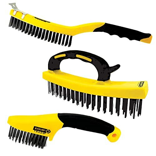 EQUIP TRADE 3PCS Large Heavy Duty Wire Brush Set Custom Carbon Treated ...