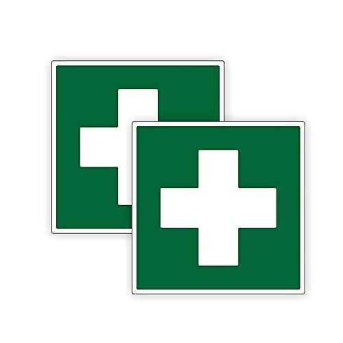 PACK OF 2 - First Aid Cross Symbol - Self Adhesive Waterproof Square ...