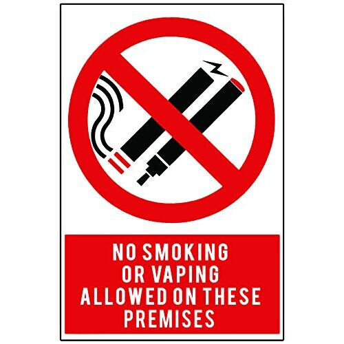 NO SMOKING or VAPING SAFETY WARNING 3mm HARD BACKED SIGNS for Walls ...