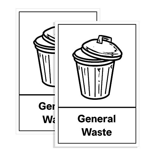 Pack of 2 General waste Recycling Bin Sticker-Self Adhesive Bin Labels ...