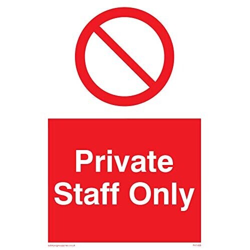 Viking Signs PA1489-A6P-V"Private Staff Only" Sign, Vinyl, 150 mm H x ...