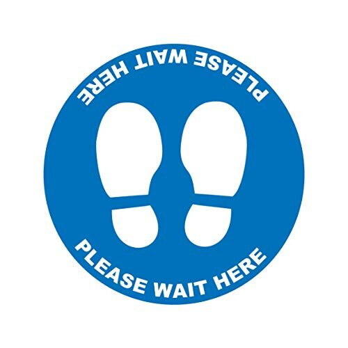 1 x please wait here blue - social distancing landscape floor safety ...