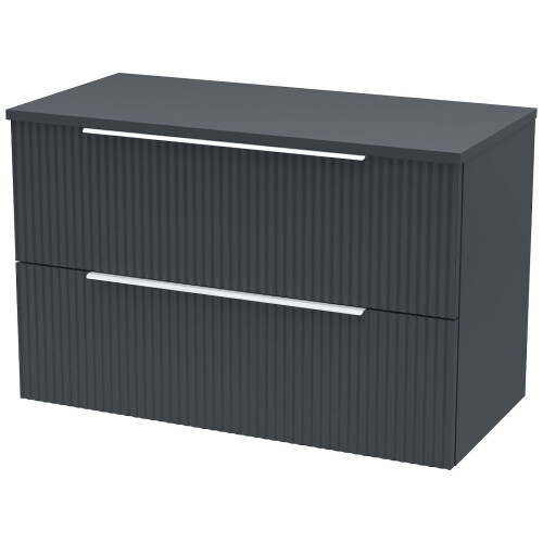 Regis Fluted Wall Hung Anthracite Countertop Vanity Unit - 800mm on OnBuy