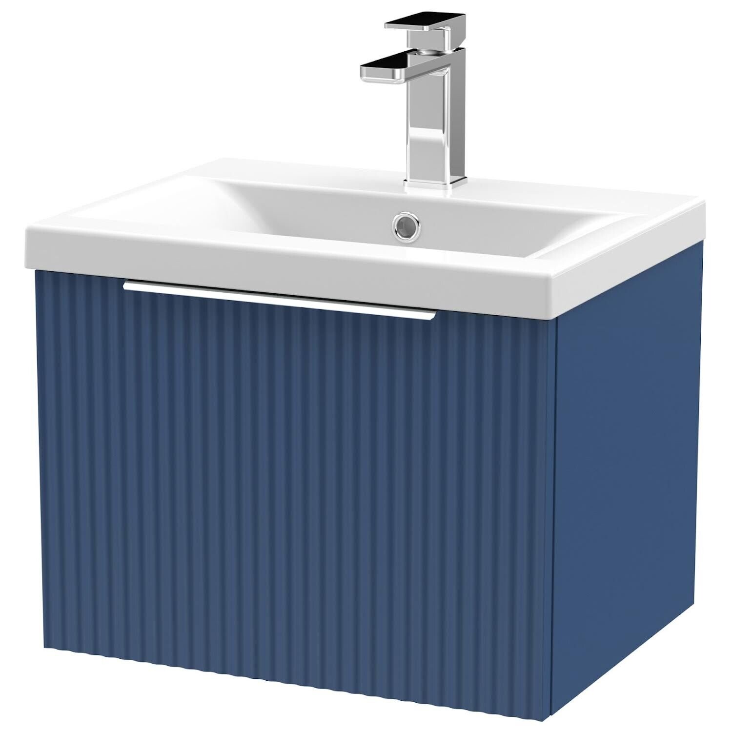 Regis Fluted Wall Hung Blue Vanity Unit - 500mm on OnBuy