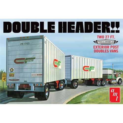 AMT AMT1132 1 by 25 Scale Double Header Tandem Van Trailers Plastic ...