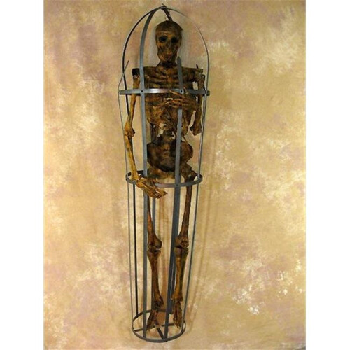 Skeletons & More CAGE-200C Life-Size Iron Skeleton Cage with Corpsed ...