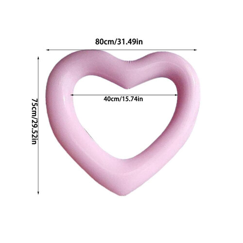 (80CM pink) Inflatable Pool Floats Heart Shaped Swimming Rings Water ...