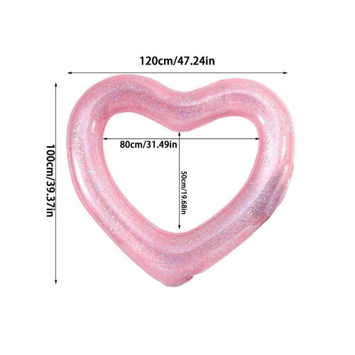 (120CM sequin A) Inflatable Pool Floats Heart Shaped Swimming Rings ...