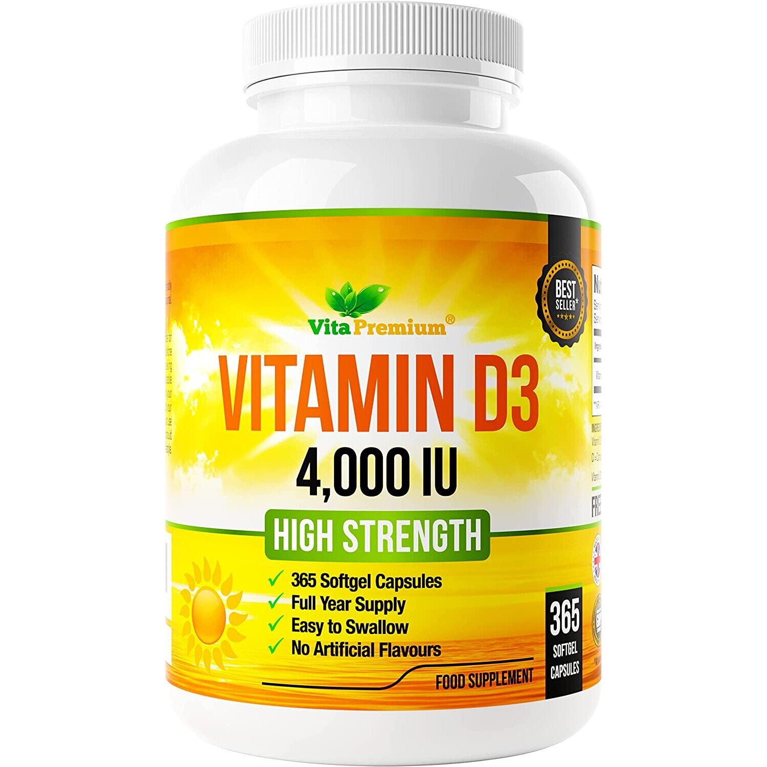 Vitamin D 4,000 IU, Maximum Strength Vitamin D3 Supplement, 365 Easy to ...