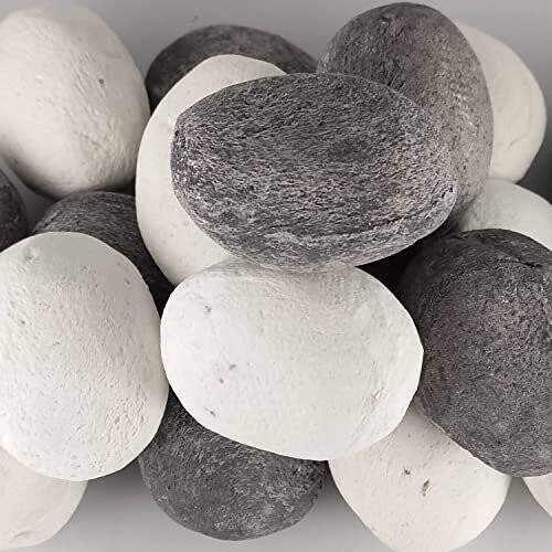 20 Grey and White Gas Fire Pebbles Suitable for Gas Fires, Ethanol ...