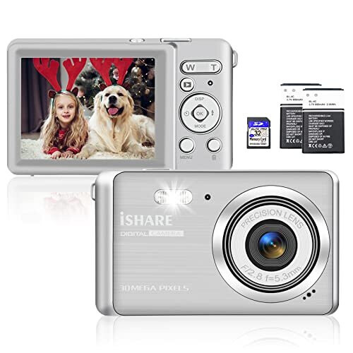 Digital Camera, Rechargeable 30MP Point and Shoot Camera with 32GB SD ...