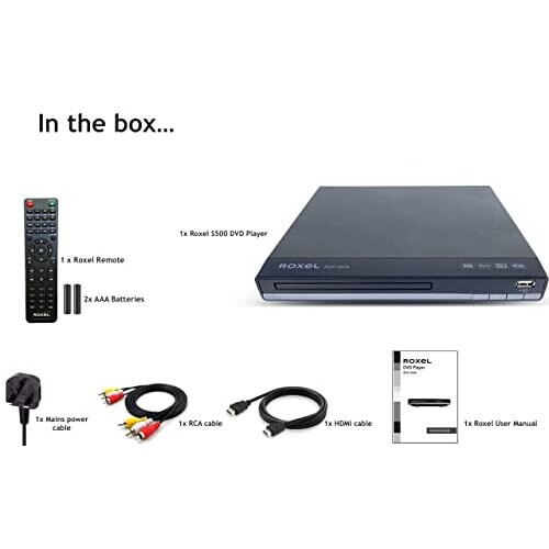 Roxel RDP-S500 DVD Player with HDMI Cable for TV, Multi Region DVD ...