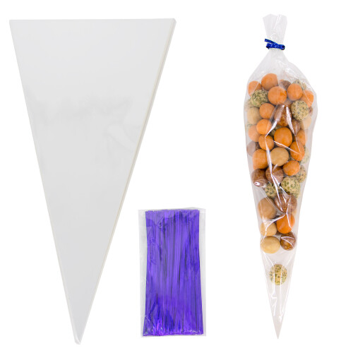 (Blue, 300PCS) Time to Sparkle Clear 30*16cm Plastic Cone Bag Sweet ...