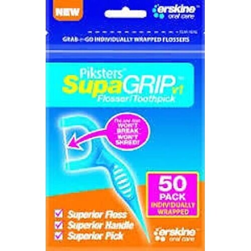 Piksters Monofilament Supagrip Flosser and Toothpick, 50 Count on OnBuy