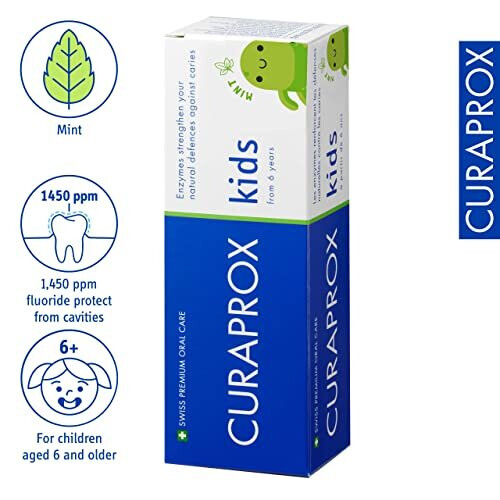 Curaprox Children's Toothpaste CS Kids Mint, 60ml - Toothpaste for Kids 6 + Years with 1,450 ppm ...