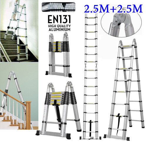 Multi-Purpose 5m Telescopic Ladder Extendable A-Frame Ladder on OnBuy