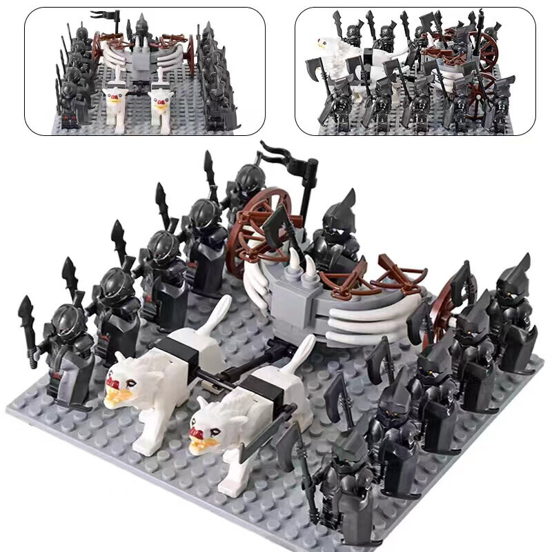 (Orc Chariot Phalanx 6) Lord of the Rings Figures Orc Soldiers Raider Vargr Wolf Mount Knights ...