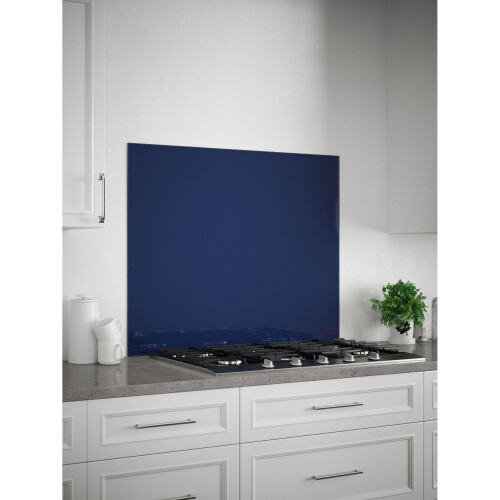 Kitchen Splashback Midnight Blue Glass Cooker Hob Wall Panel 90 x 75cm ...