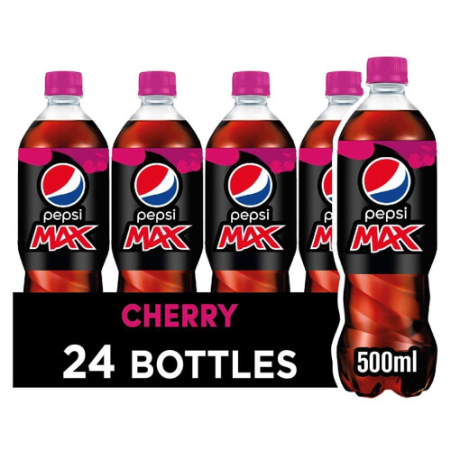Pepsi Max Cherry No Sugar Cola Bottle 500ml (Pack of 24) on OnBuy
