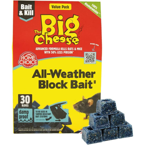 The Big Cheese Rat and Mouse Poison (30 x 10 g) - Rodent Killer, Rat ...