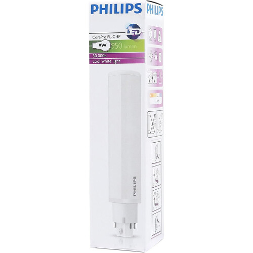 Philips Corepro LED 9 W 4 Pin PLC, Cool White, Non Dimmable, Frosted ...