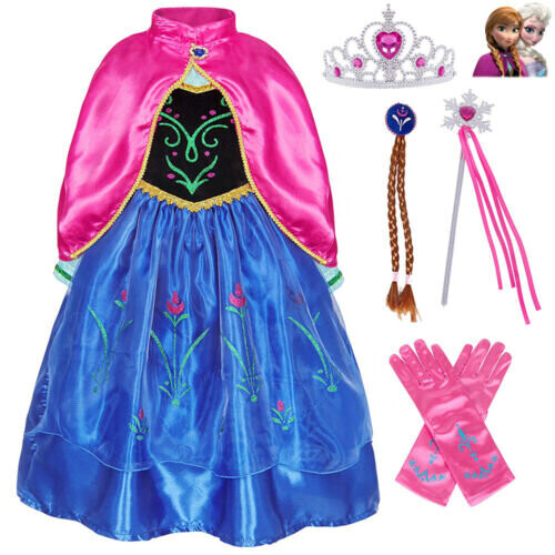 (3-4 Years, Anna Dress Set) Girls Frozen Anna Fancy Dress Up Princess ...