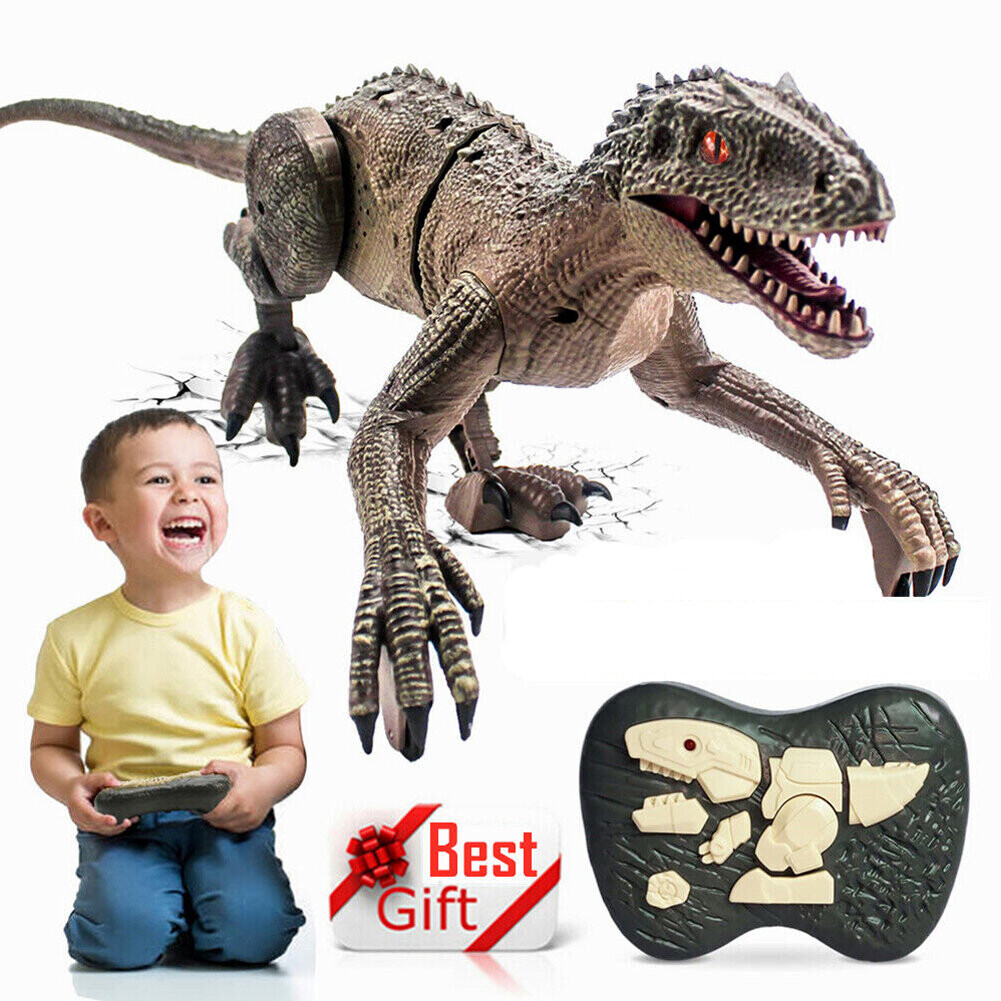 Remote Control Realistic Dinosaur Toys with LED Light Walking Roaring ...