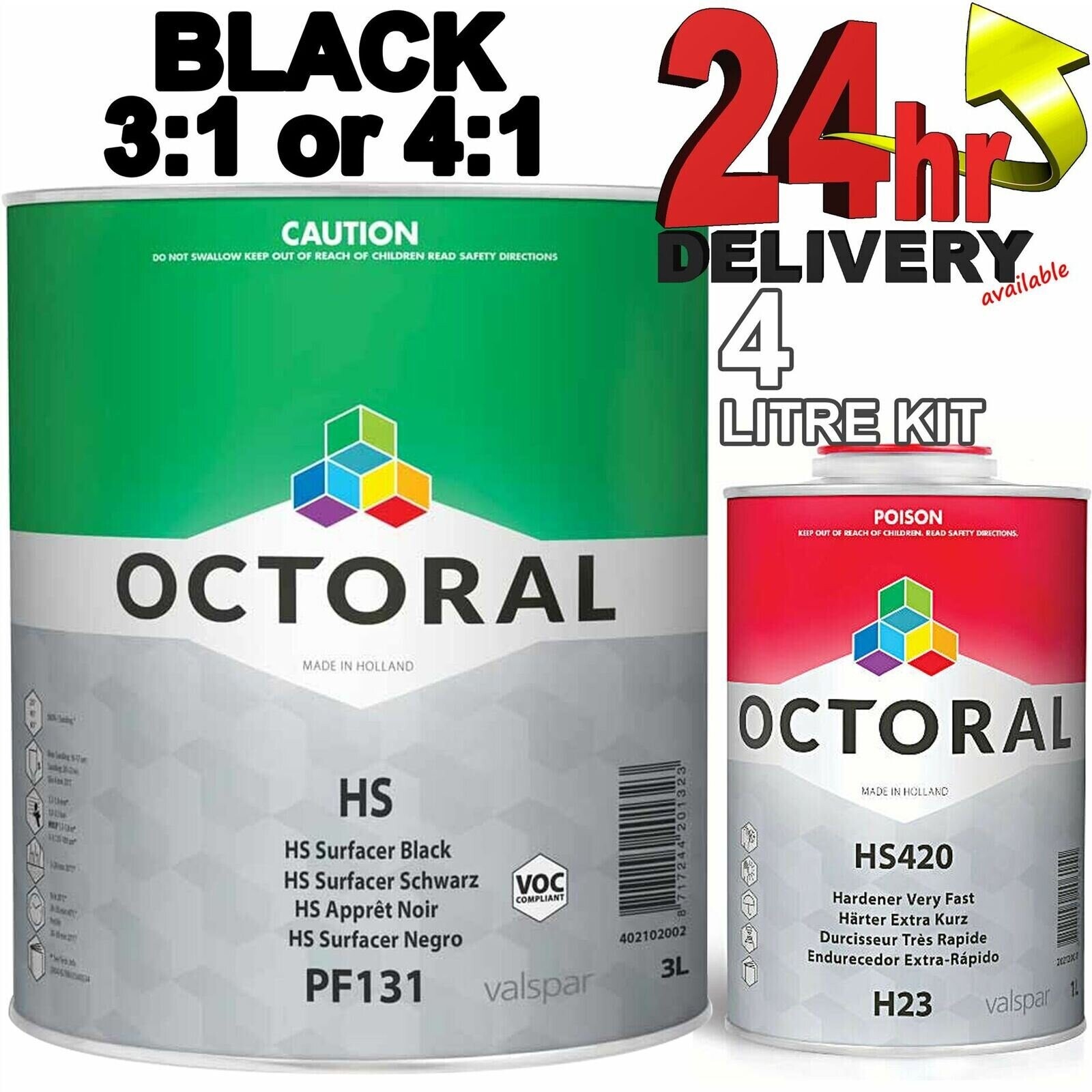 Octoral PF131 + H23 Black HS Primer Surfacer with Very Fast Hardener ...