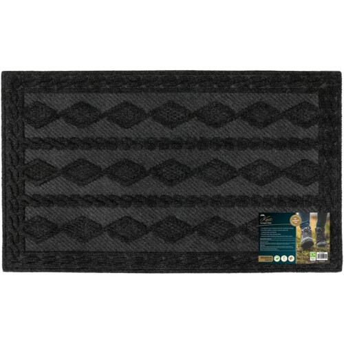 JVL Knit Rubber Backed Indoor Doormat, 40x60cm, Charcoal on OnBuy