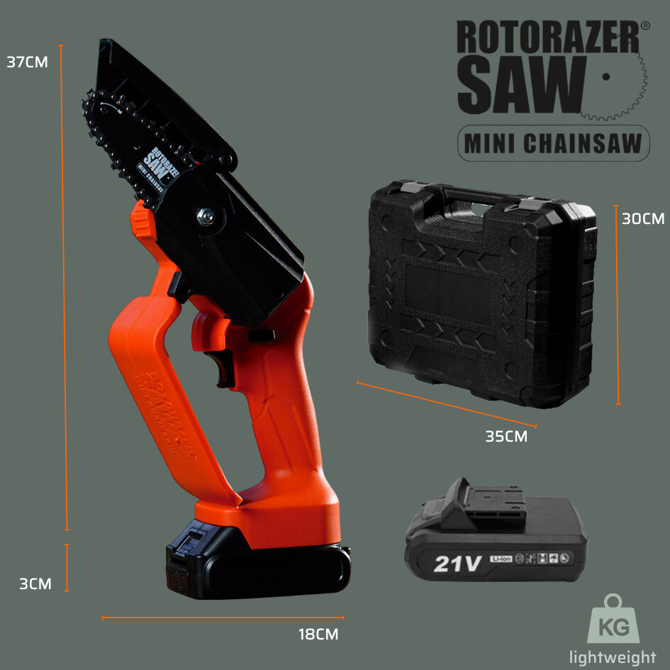 Portable and Lightweight Chainsaw Rotorazer Mini Chainsaw, Hand protection, Cordless and ...