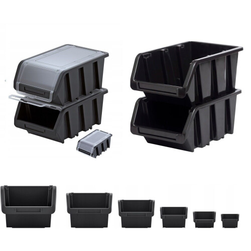 Plastic Order Picking Parts Storage Bins Boxes Lid Scooped Front Stackable Wall on OnBuy