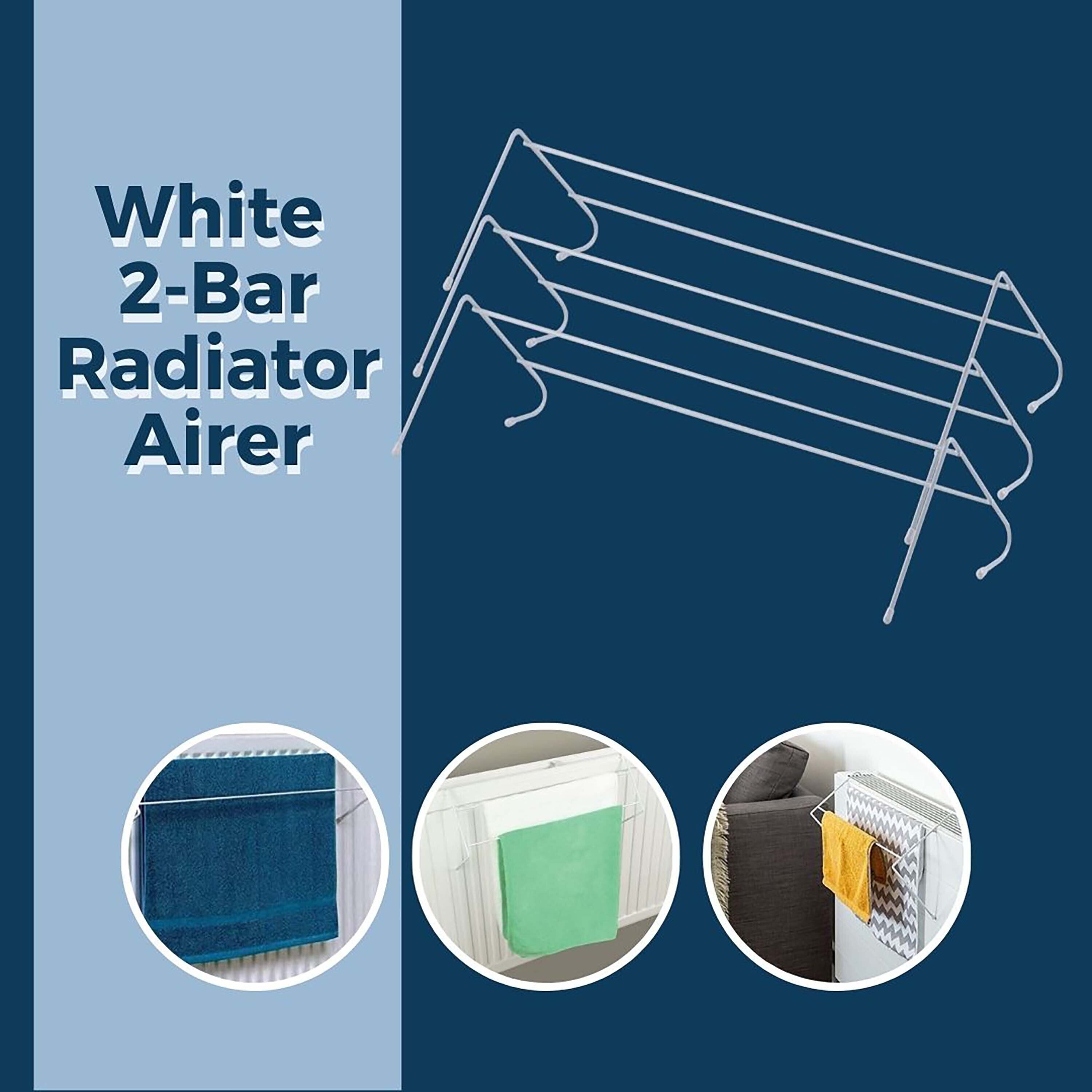 AAMEN White 2-Bar Portable Radiator Drying Rack for Clothing Pack Of 2 ...