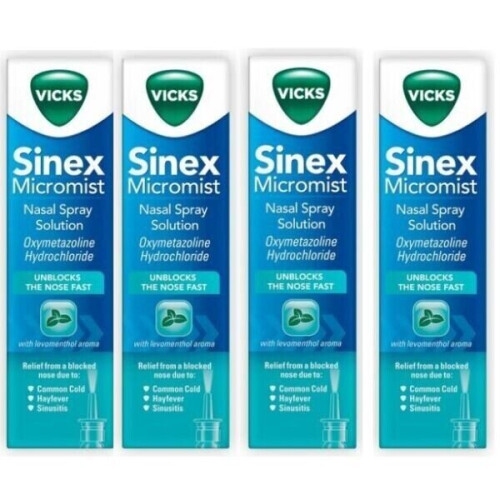 4x Vicks Sinex Micromist Nasal Spray Unblocks Nose Fast Hayfever ...