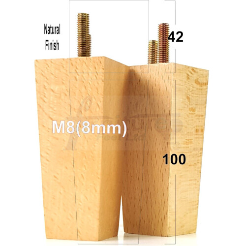 4 x SOLID WOOD FURNITURE FEET 100mm HIGH REPLACEMENT FURNITURE LEGS ...