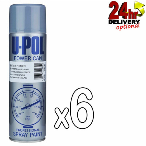 U-Pol Power Can ETCH PRIMER Paint 500ml x 6 Car Spray Aerosol on OnBuy