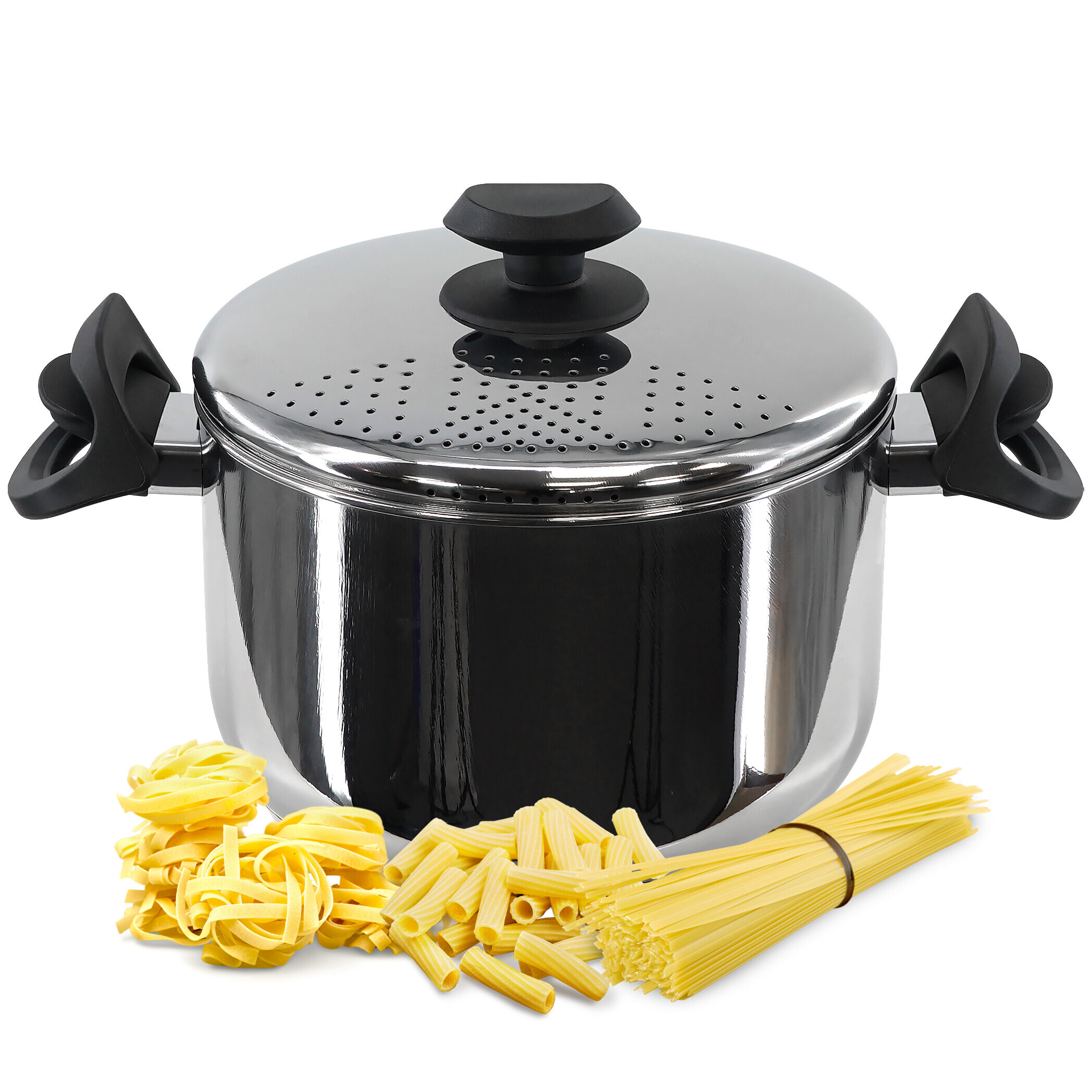 GEEZY Stainless Steel Stockpot Pasta Spaghetti Pot Locking Strainer Lid ...