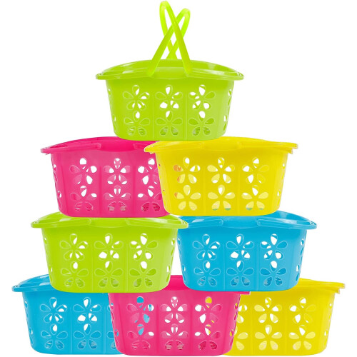 Small Easter Baskets, Set of 8 Mini Colorful Plastic Kids Easter ...