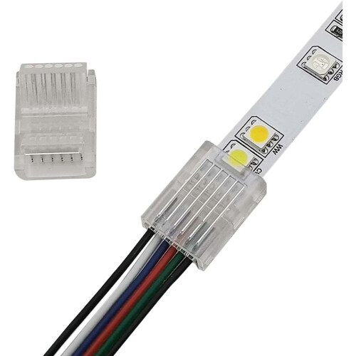 6 Pin 12mm LED Strip to Wire Connector RGB CCT Unwired Clips Solderless ...