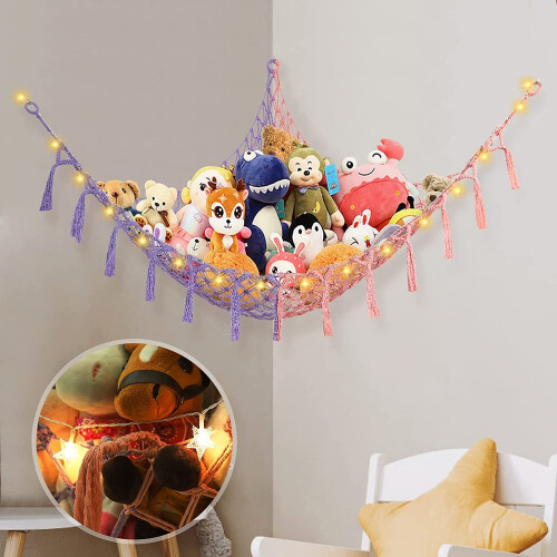 Large Stuffed Animal Net or Hammock?with LED Light, Hanging Corner Net ...
