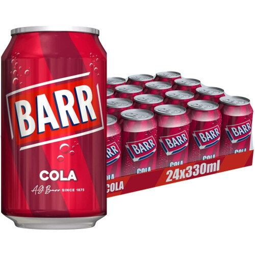 BARR since 1875, Classic Cola, 24 pack Fizzy Drink Cans, Low Sugar, 24 ...