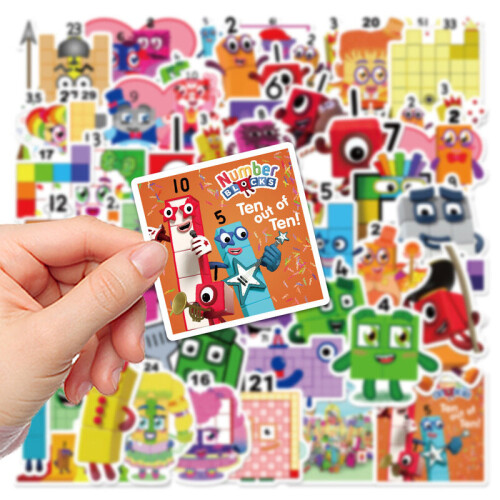 Numberblocks Stickers 50pcs Waterproof Adhesive Reusable Decoration For ...