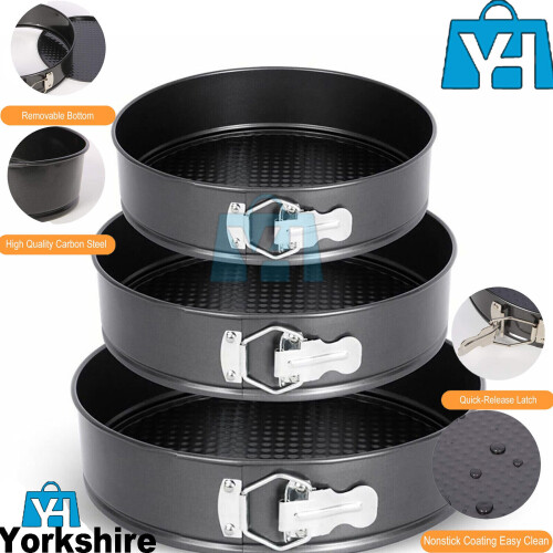 3Pcs Non Stick Spring Form Round Cup Cake Baking Tin Tray Pan Bakeware ...