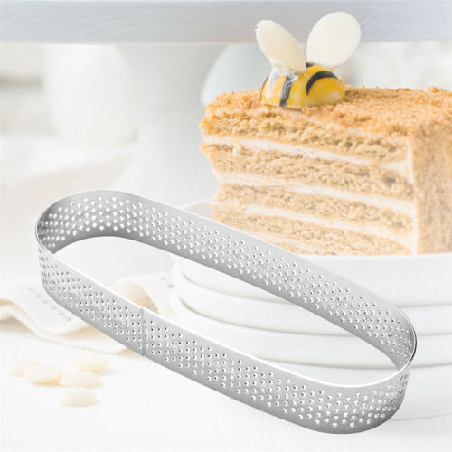 10 Pack Oval Tart Ring,Perforated Baking Ring,Pastry Ring,Stainless ...